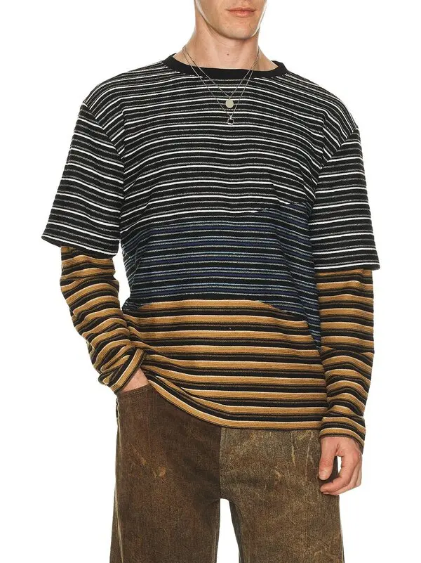 Andersson Bell Stripe Long Sleeve Tee In Black - Multi