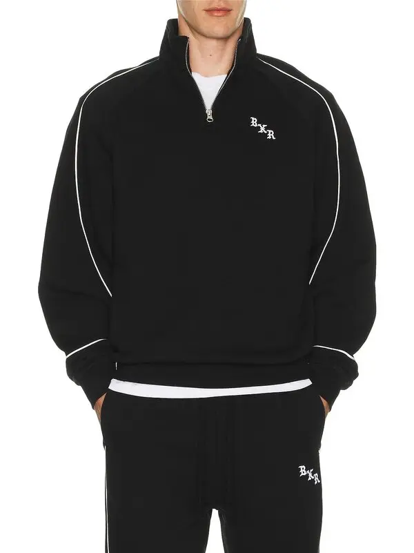 BORN X RAISED Bxr Piped Quarter Zip Sweater - Black