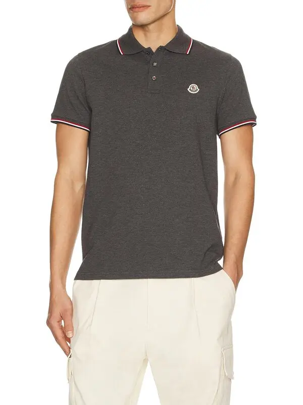 Moncler Polo In Grey - Dark Gray Melange
