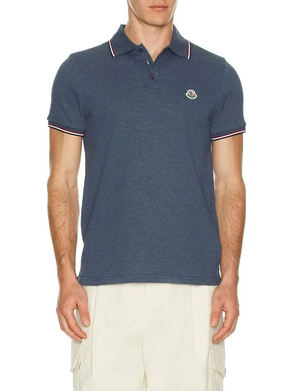 Moncler Polo In Grey - Mood Indigo