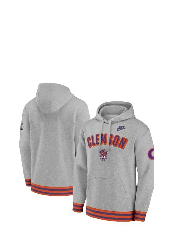 Nike Clemson Tigers Legacy Retro Pullover Hoodie - Heather Gray