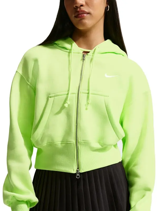 Nike Sportswear Phoenix Fleece Loose Full-zip Cropped Hoodie - Yellow