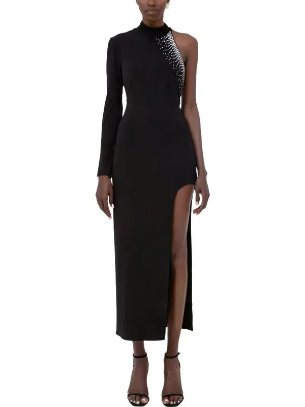 NISSA Asymmetric Maxi Dress - Black