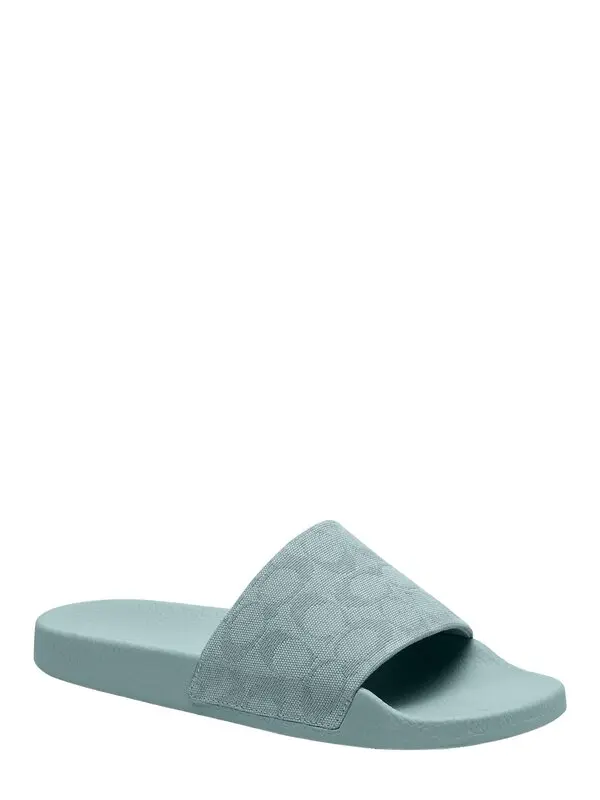 COACH Udele Sport Signature Jacquard Canvas Slides - Sea Mist