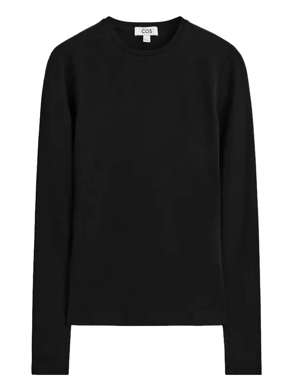 Cos Cotton Long-sleeved Top - Black