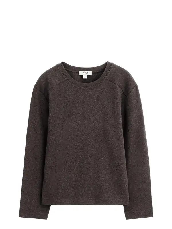 Cos Cotton Blend Long Sleeve Top - Brown