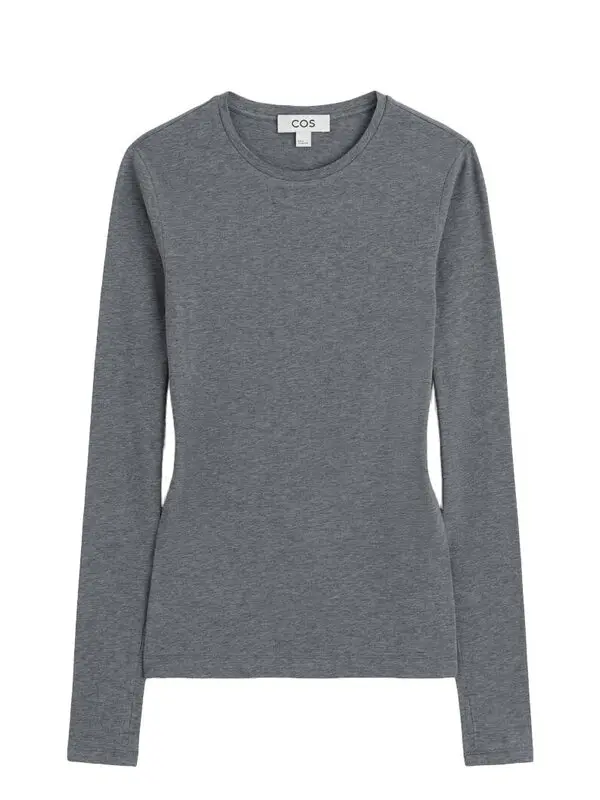 Cos Cotton Long-sleeve Top - Gray