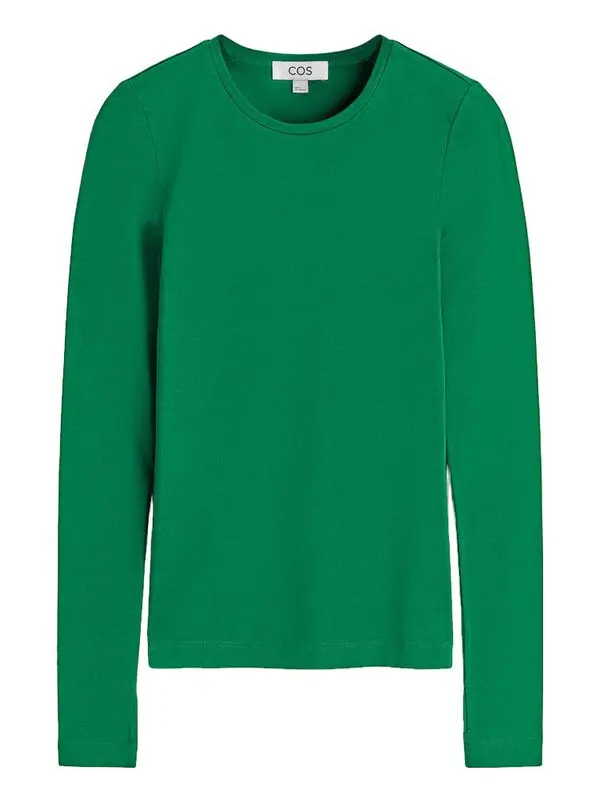 Cos Cotton Long-sleeve Top - Green