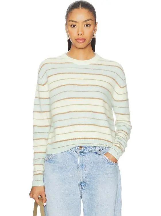Guest In Residence Grizzly Stripe Crew Sweater - Seaglass Combo