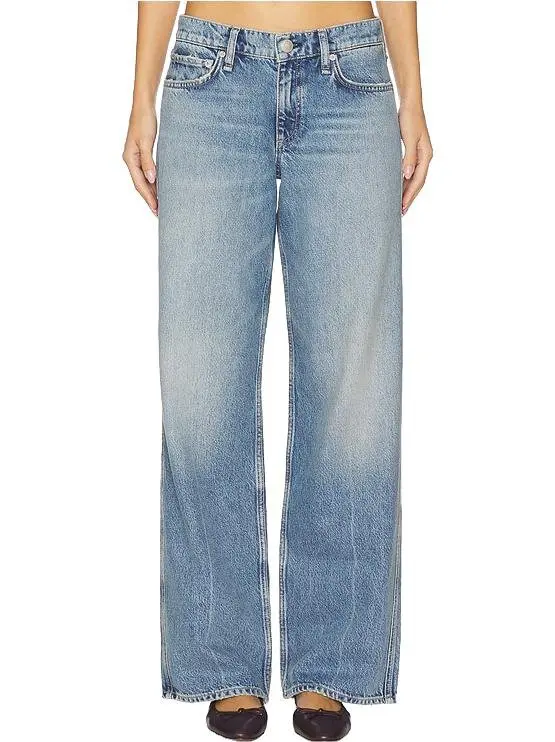 Rag & Bone Saige Low Rise Full Straight Jeans - Rosland
