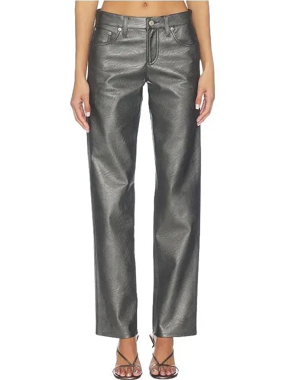 AGOLDE Low Rise Slim Metallic Pants - Gunmetal