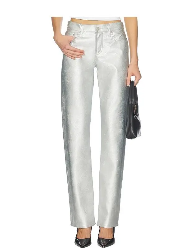 AGOLDE Low Rise Slim Metallic Pants - Silver