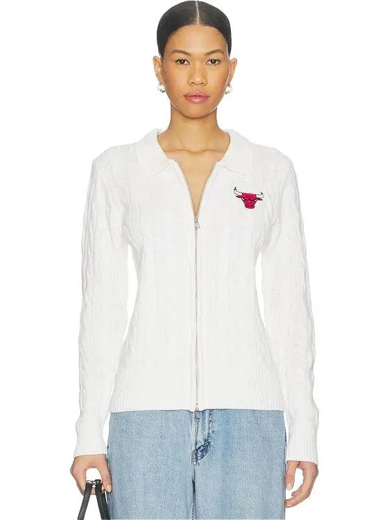 Terez X Bulls Zip Knit Cardigan - White
