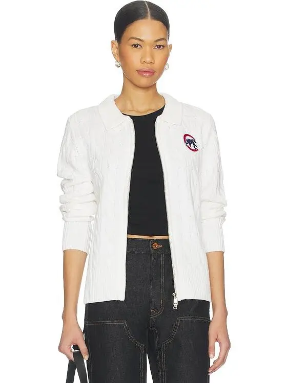 Terez X Chicago Cubs Zip Knit Cardigan - White