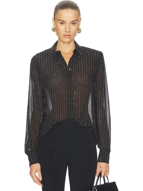 Ronny Kobo Lune Blouse - Black With Topaz Crystals