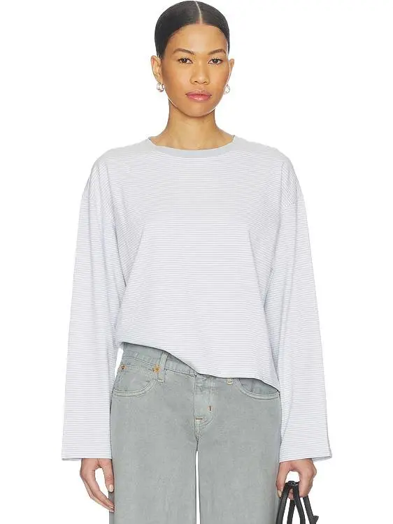 Rag & Bone Kelly Stripe Boxy Long Sleeve Top - Light Blue
