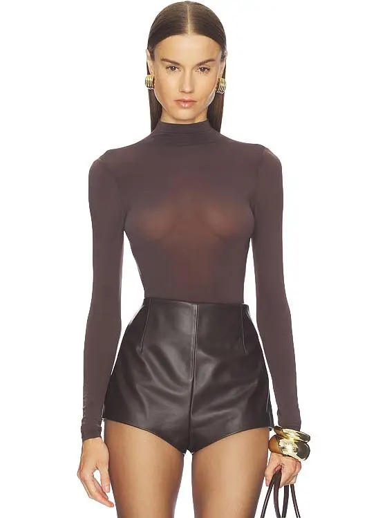 Wolford Buenos Aires String Bodysuit - Dark Wood