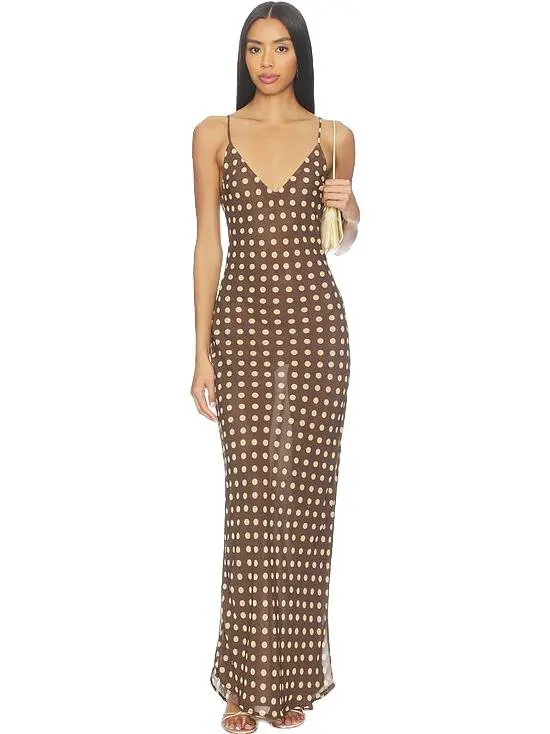 BELLA VENICE X Jordan Long Dress - Chocolate Brown & Yellow