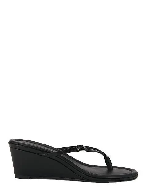 ST. AGNI Petit Belt Thong Wedge Sandal - Black
