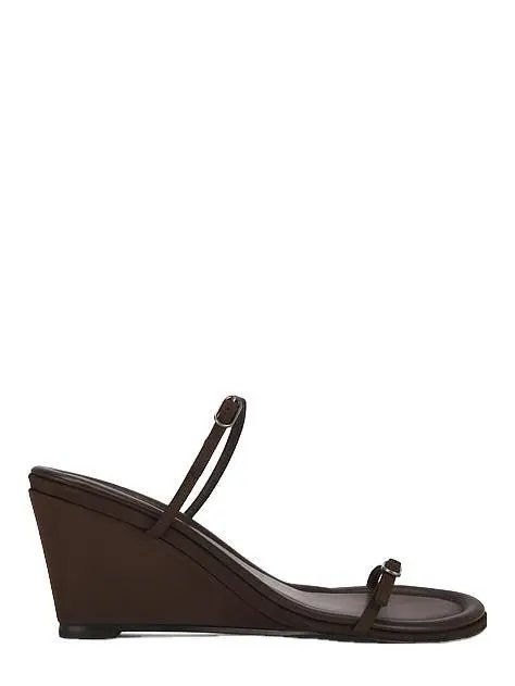 ST. AGNI Petit Belt Detail Wedge Sandal - Mocha