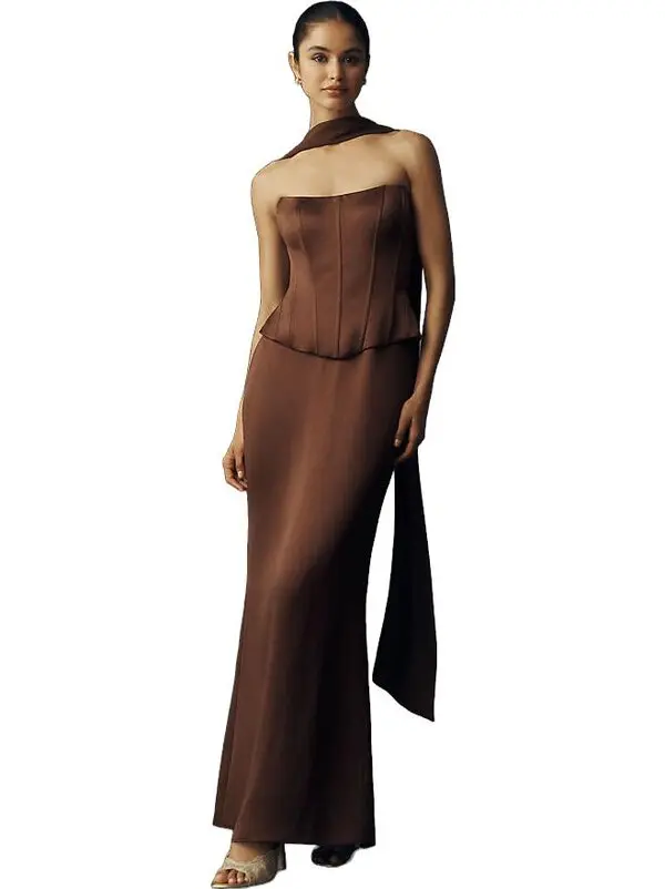 MARE MARE Mimi Satin Corset Dress - Chocolate