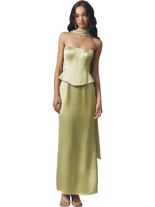 MARE MARE Mimi Satin Corset Dress - Matcha