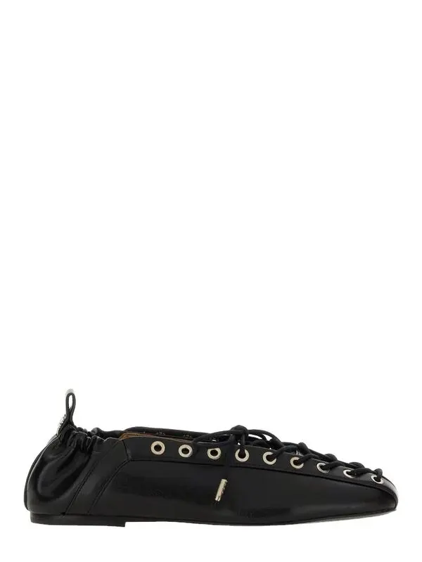 GANNI Lace-up Ballerina - Black