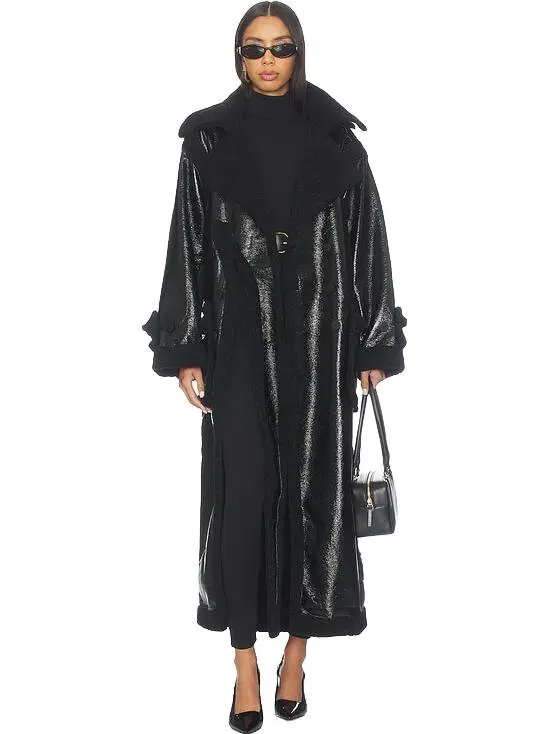 Ottolinger Shearling Oversized Split Coat - Black