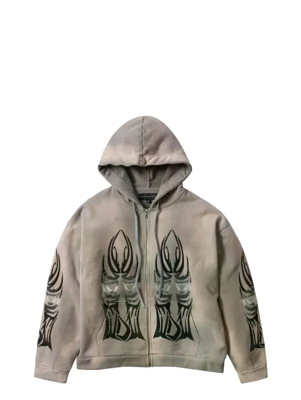 WHO DECIDES WAR BY EV BRAVADO Embellished Zip-up Hoodie - Neutrals