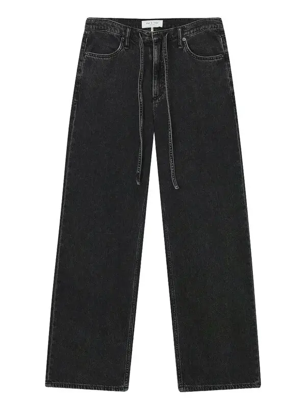 Rag & Bone Drawstring-waist Wide Leg Jeans - Black