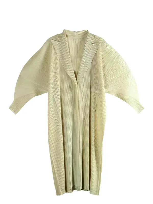 Issey Miyake Pleated Single-breasted Coat - Neutrals