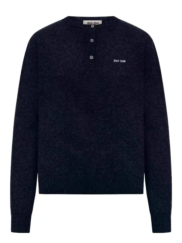 Miu Miu Button Logo-lettering Sweater - Blue