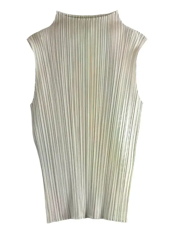 Issey Miyake Pleated Mock-neck Top - Neutrals