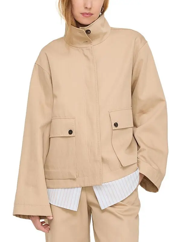 Lafayette 148 New York Funnel Neck Cargo Jacket - Natural