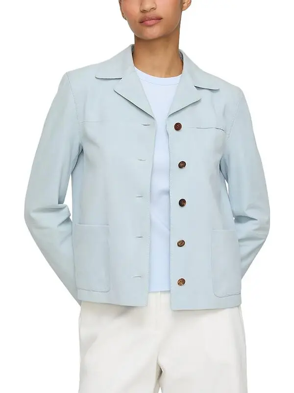 Lafayette 148 New York Notch Lapel Patch Pocket Jacket - Glacier Blue