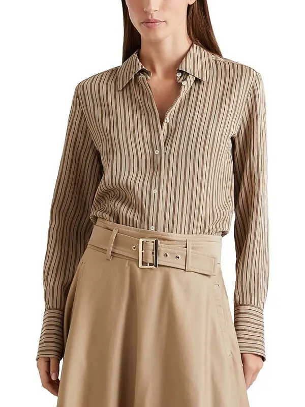 Marella Striped Shirt - Hazelnut Brown
