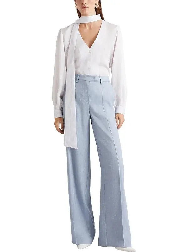 Marella Straight Palazzo Pants - Light Blue