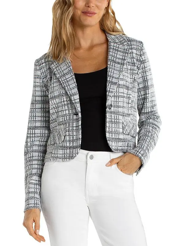 LIVERPOOL Cropped Blazer - Plaid