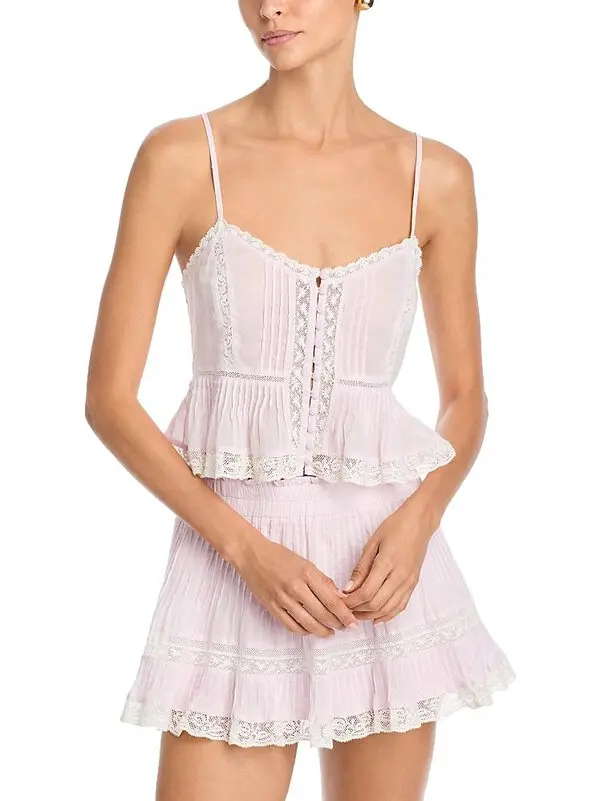 LoveShackFancy Aleni Lace Trimmed Camisole - Orchid Ice