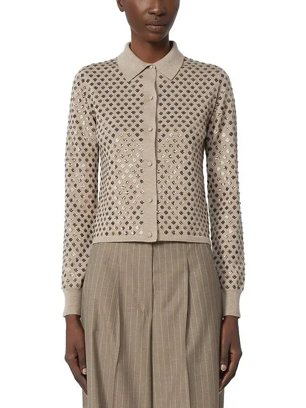 Max Mara Mxmragno Sequin Cardigan - Brown