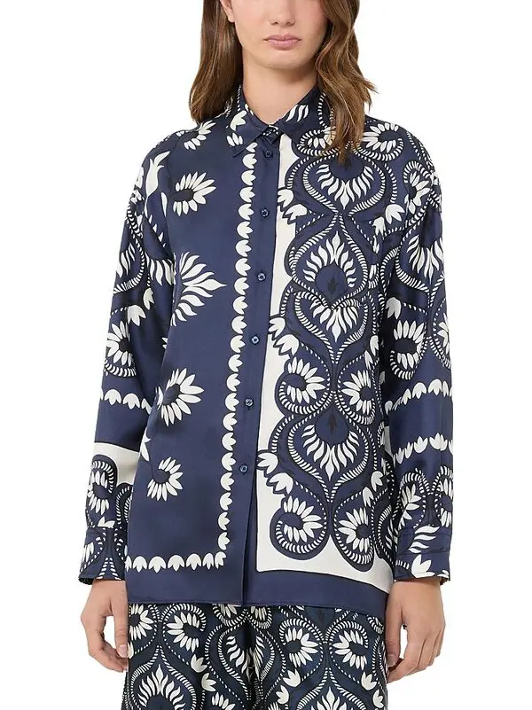 Max Mara Lastra Silk Top - Navy