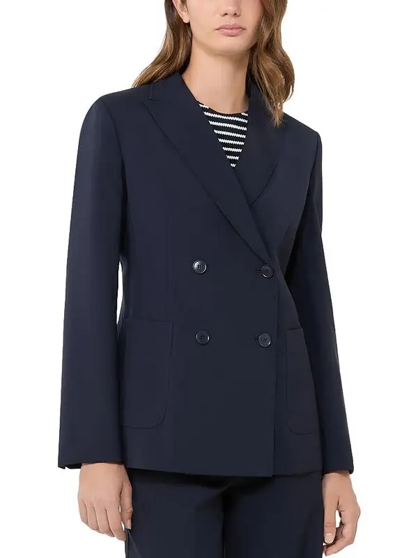 Max Mara Wkdzinnia Double Breasted Blazer - Navy