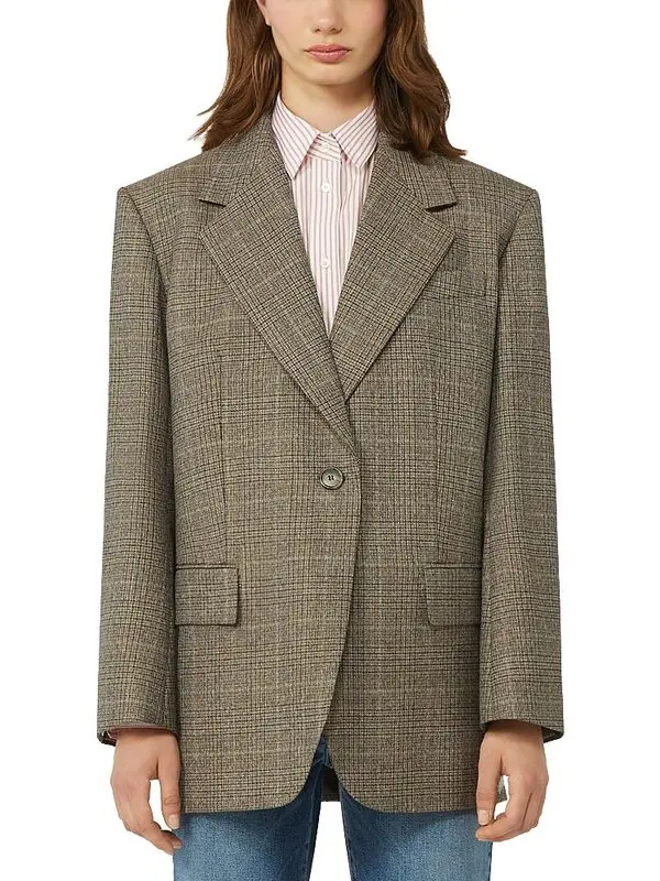 Max Mara Wkdmagma Plaid Single Breasted Blazer - Brown