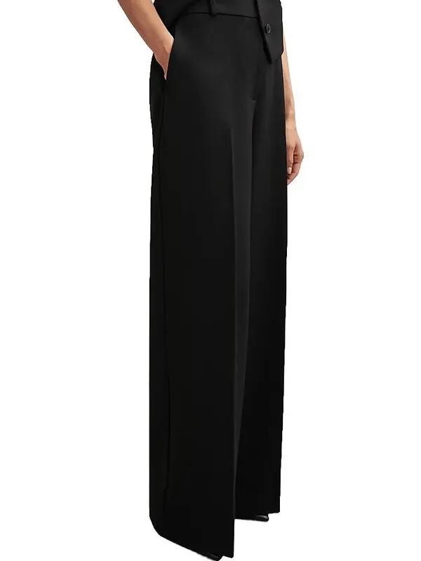 REISS Gabi Wide Leg Trousers - Black
