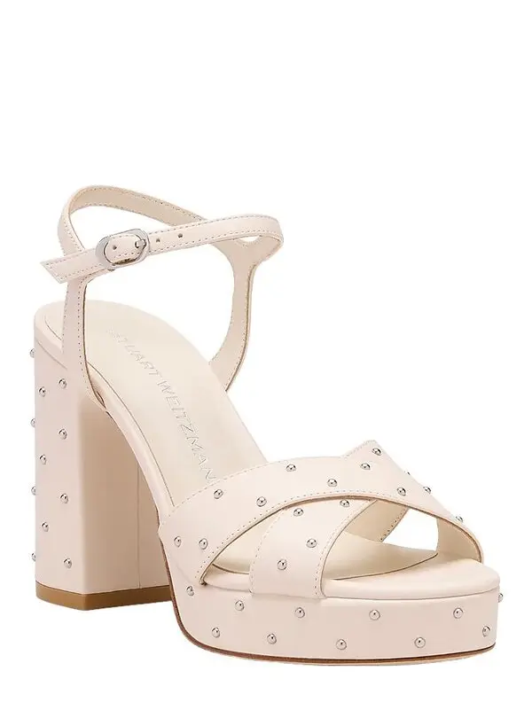 STUART WEITZMAN Dayna Studded Platform Sandals - Linen