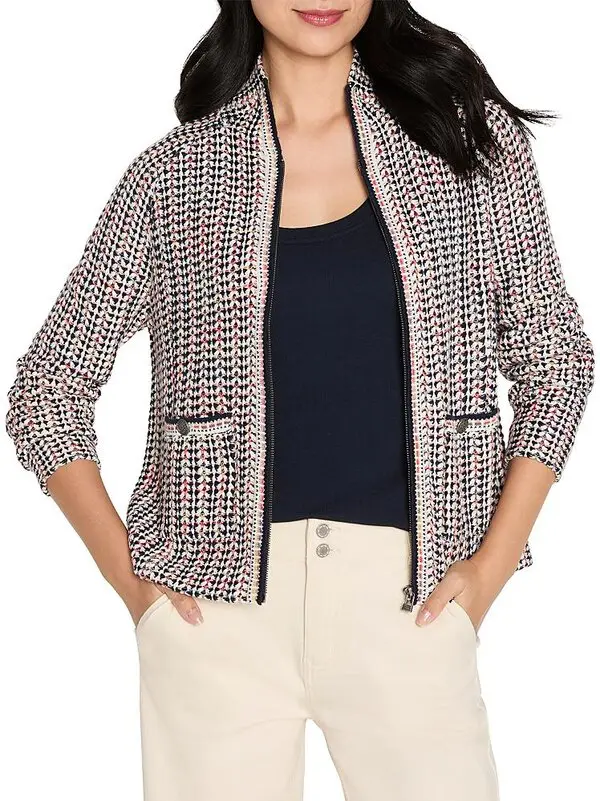 NIC+ZOE Tuck Stitch Color Wheel Jacket - Red Multi