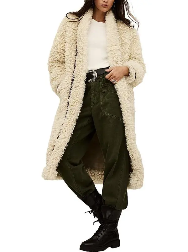 Ba&sh Cais Faux Fur Coat - Off White
