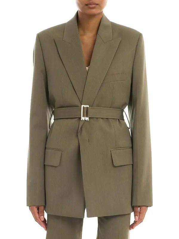 Victoria Beckham Belted Tailored Jacket - Sage Melange