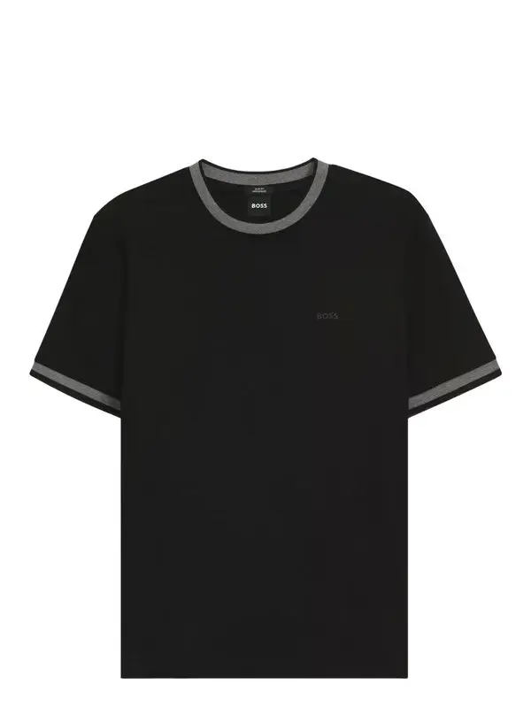 BOSS Contrast-collar Cotton T-shirt - Black