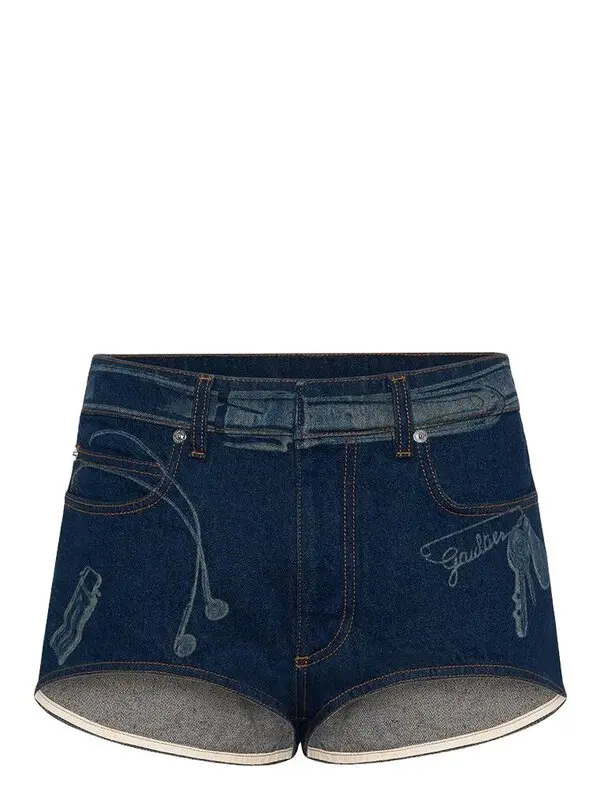 Jean Paul Gaultier Trompe L’oeil Denim Shorts - Blue